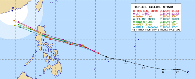 Typhoon MAYSAK/Chedeng now Cat.4 News from the Philippines
